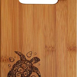 All Things Sea Turtles Single Tone Bamboo Bar Cutting Board w/handle, Sea Turtle, 6 x 9 (Small)