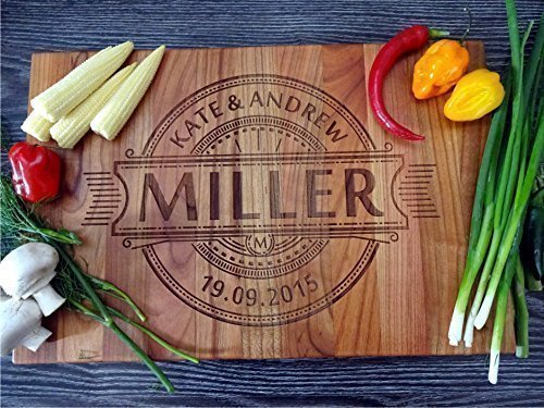 Algis Crafts | Personalized Chopping Board - MONOGRAM with Family name & date | Custom Cutting Board | Housewarming Gifts, Birthday, Anniversary Gift | Laser Engraved Wooden Cutting Board