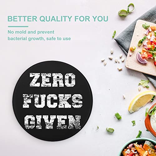 Zero Fucks Given Glass Cutting Board Round Kitchen Decorative Chopping Blocks Mats Food Tray for Men Women