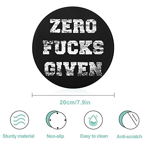 Zero Fucks Given Glass Cutting Board Round Kitchen Decorative Chopping Blocks Mats Food Tray for Men Women