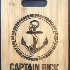 ANCHOR Nautical Bamboo Cutting Board CUSTOM Personalized Engraved Wood Boat Sailboat Beach House Gift Charcuterie Tray