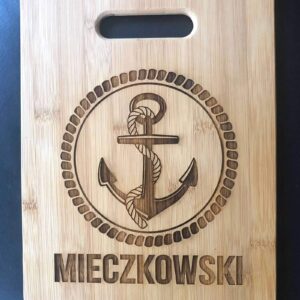 ANCHOR Nautical Bamboo Cutting Board CUSTOM Personalized Engraved Wood Boat Sailboat Beach House Gift Charcuterie Tray