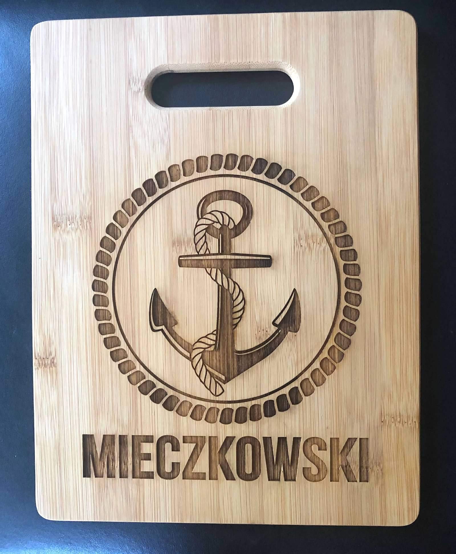 ANCHOR Nautical Bamboo Cutting Board CUSTOM Personalized Engraved Wood Boat Sailboat Beach House Gift Charcuterie Tray