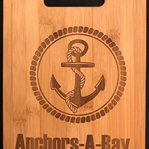 ANCHOR Nautical Bamboo Cutting Board CUSTOM Personalized Engraved Wood Boat Sailboat Beach House Gift Charcuterie Tray