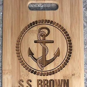 ANCHOR Nautical Bamboo Cutting Board CUSTOM Personalized Engraved Wood Boat Sailboat Beach House Gift Charcuterie Tray