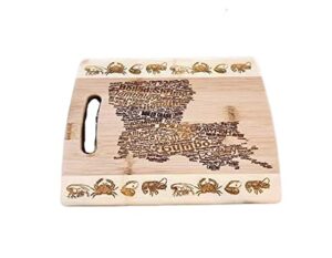 engraved louisiana state seafood decorative bamboo chopping board