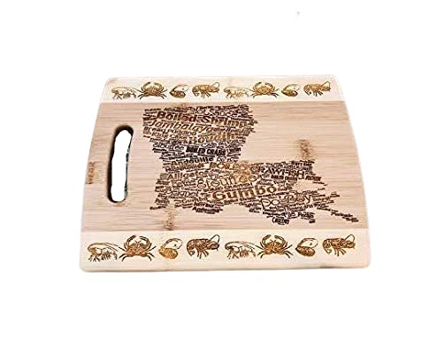 Engraved Louisiana State seafood decorative Bamboo chopping board