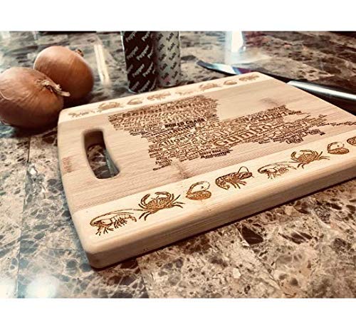 Engraved Louisiana State seafood decorative Bamboo chopping board