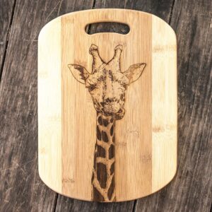 Giraffe Cutting Board 14''x9.5''x.5'' Bamboo