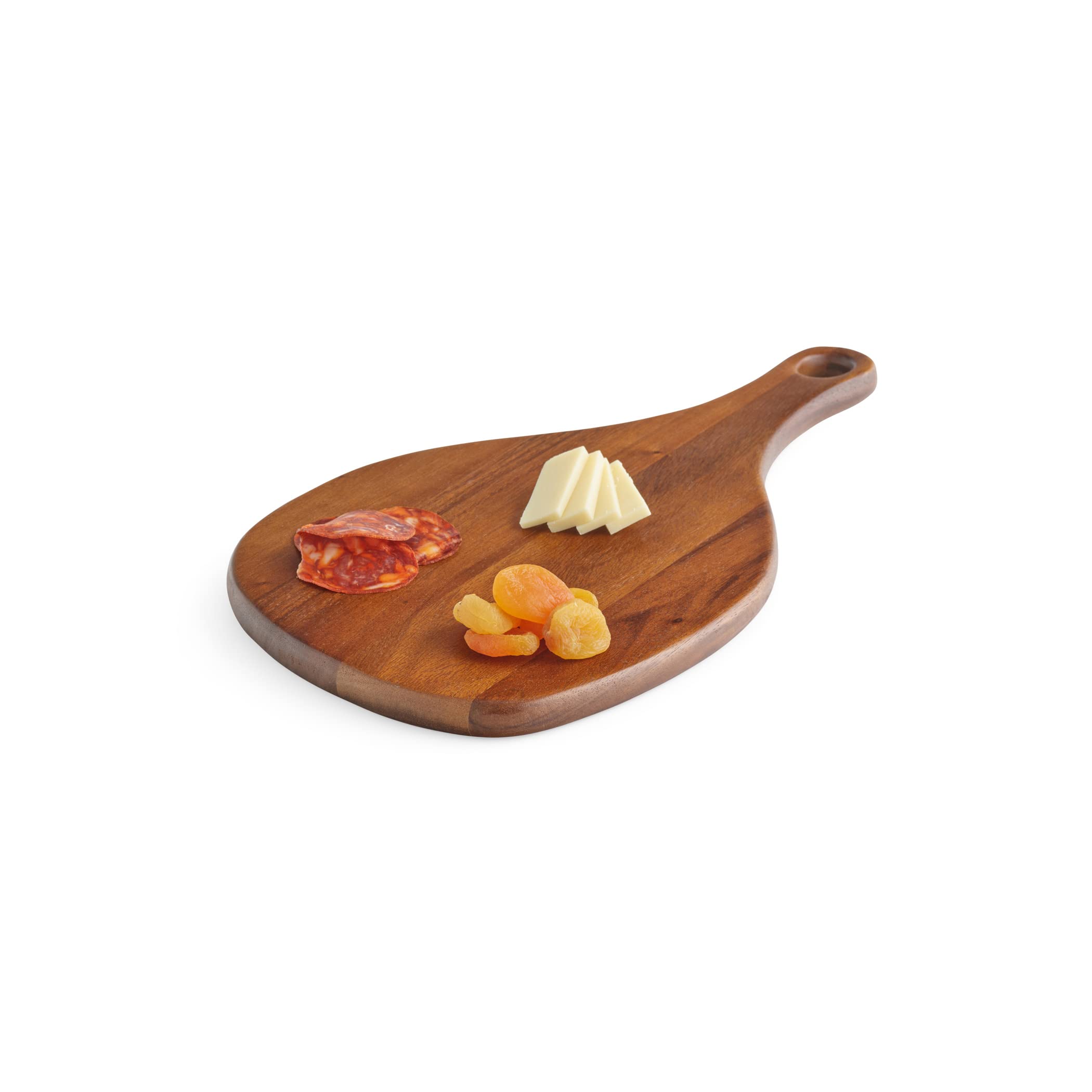 Nambe Portables Acacia Wood Cutting Board |14 – Inch Solid Wood Cutting Board with Handle for Meat, Cheese, And Charcuterie | Decorative Woode serving Board for Kitchen and Dining