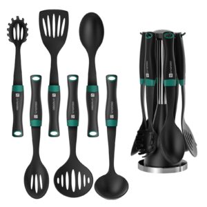 Linoroso Kitchen Tools Set - Cutting Boards for Kitchen with Defrosting Tray and 7 Pieces Nylon Elevate Kitchen Utensil Set with Exquisite Rotating Stand