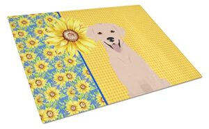 caroline's treasures wdk5442lcb summer sunflowers yellow labrador retriever glass cutting board large decorative tempered glass kitchen cutting and serving board large size chopping board