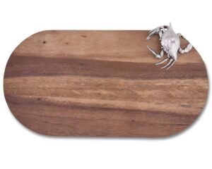 vagabond house barware blue crab on wood bar/cheese board 16.5 inch x 9 inch .75 inch thick