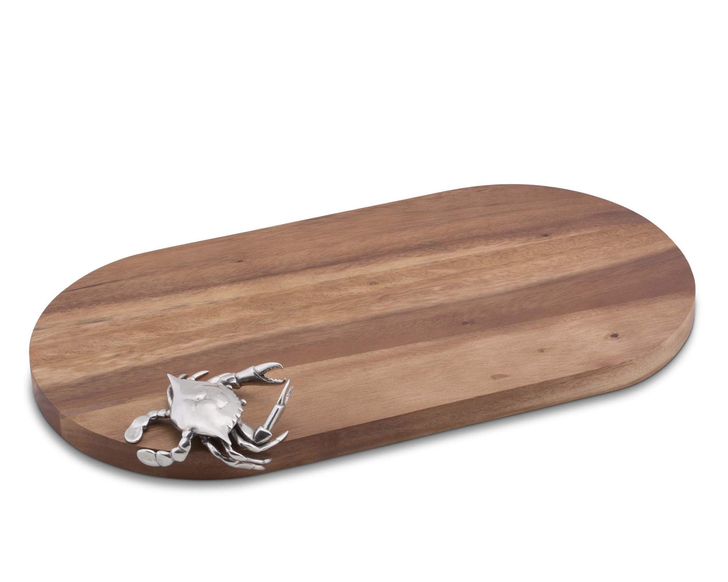 Vagabond House Barware Blue Crab on Wood Bar/Cheese Board 16.5 inch x 9 inch .75 inch Thick