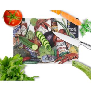 Caroline's Treasures 8131LCB Louisiana Spices Glass Cutting Board Large Decorative Tempered Glass Kitchen Cutting and Serving Board Large Size Chopping Board