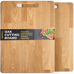 cutting board - 16x12 inches large wood cutting board - oak cutting board with handle - steak board - fruit cutting board - real wood cutting board - chopping board for kitchen