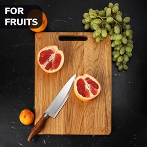 Cutting Board - 16x12 Inches Large Wood Cutting Board - Oak Cutting Board with Handle - Steak Board - Fruit Cutting Board - Real Wood Cutting Board - Chopping Board for Kitchen