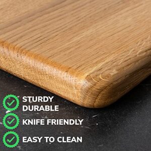 Cutting Board - 16x12 Inches Large Wood Cutting Board - Oak Cutting Board with Handle - Steak Board - Fruit Cutting Board - Real Wood Cutting Board - Chopping Board for Kitchen