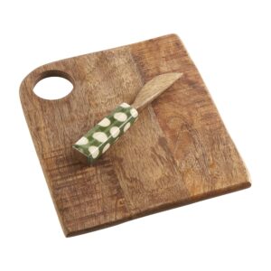 mud pie square dot cutting board, square 8 1/2" x 7"