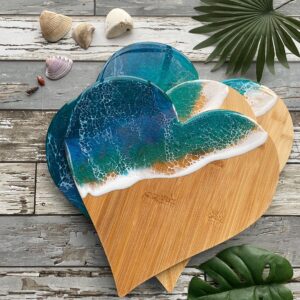 (Set of 12) 8" Heart Shaped Bulk Plain Bamboo Cutting Boards with Juice Groove | For Customized Engraving | Wholesale Premium Blank Board