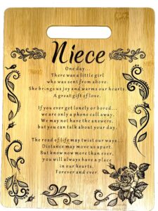 gift for niece birthday, christmas niece present engraved bamboo cutting board 9” x 12”