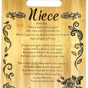 Gift for Niece Birthday, Christmas niece present Engraved Bamboo Cutting board 9” x 12”