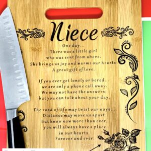 Gift for Niece Birthday, Christmas niece present Engraved Bamboo Cutting board 9” x 12”