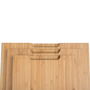 Slice Bright Bamboo Cutting Board 3-Piece Kitchen Set with Juice Groove - Wooden Chopping Boards - Serving Tray with Handles - Extra Large, Large and Medium Gift Set