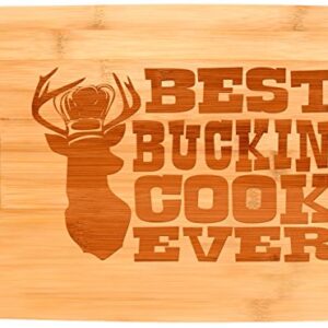 Best Buckin' Cook Ever Funny Country Kitchen Décor Hunting Big Rectangle Bamboo Cutting Board Bamboo