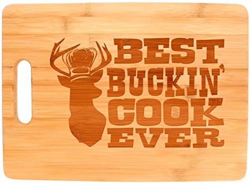 Best Buckin' Cook Ever Funny Country Kitchen Décor Hunting Big Rectangle Bamboo Cutting Board Bamboo