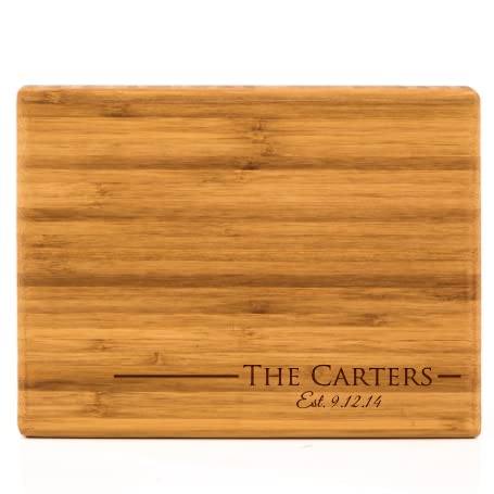 Personalized Wedding Gift for Couples - Custom Cutting Board Gift for Parents (6" x 8" Single Tone Mini Bar Board, Carter Design) - Wedding Shower Gift for Him and Her