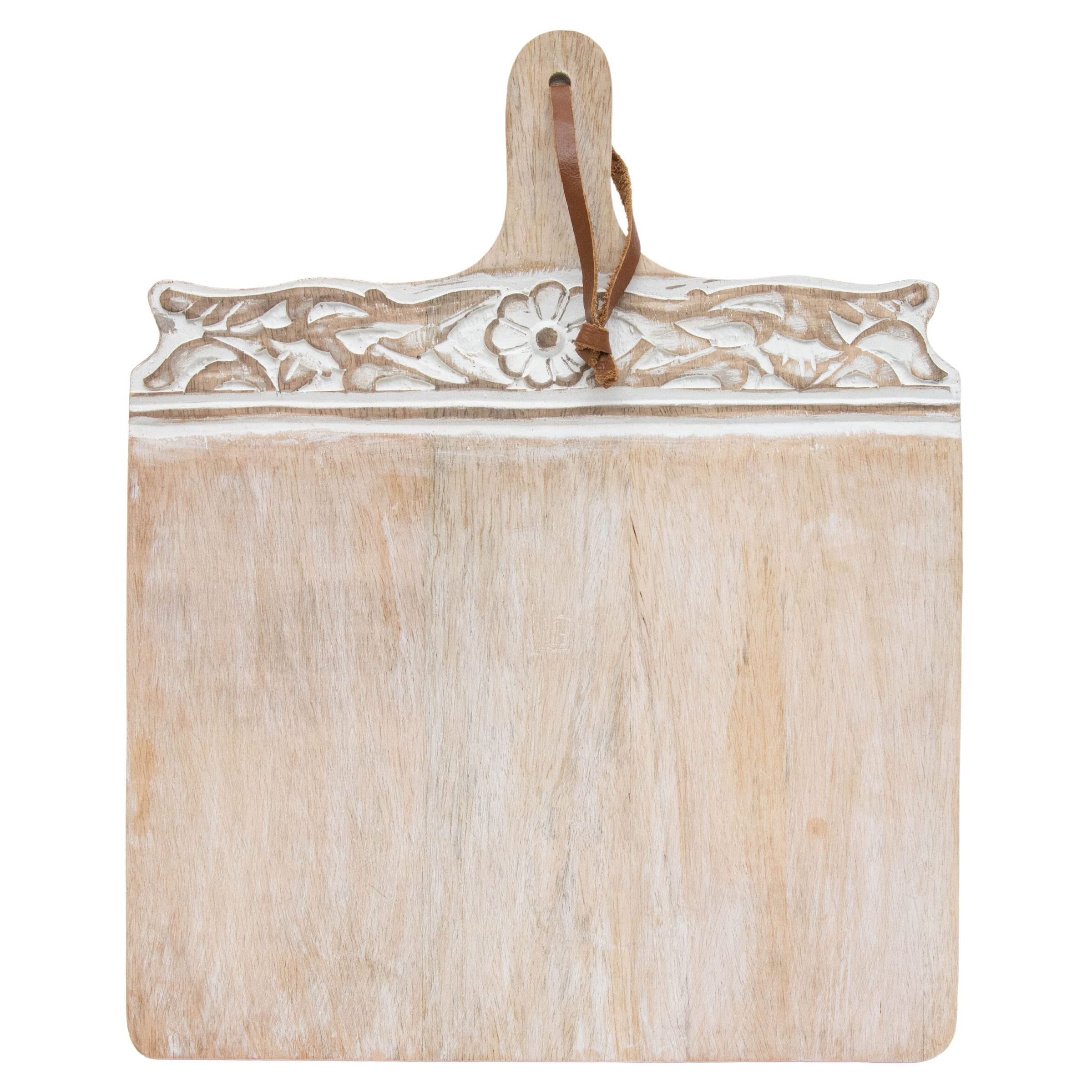 Foreside Home & Garden Square White Wood Cutting Board