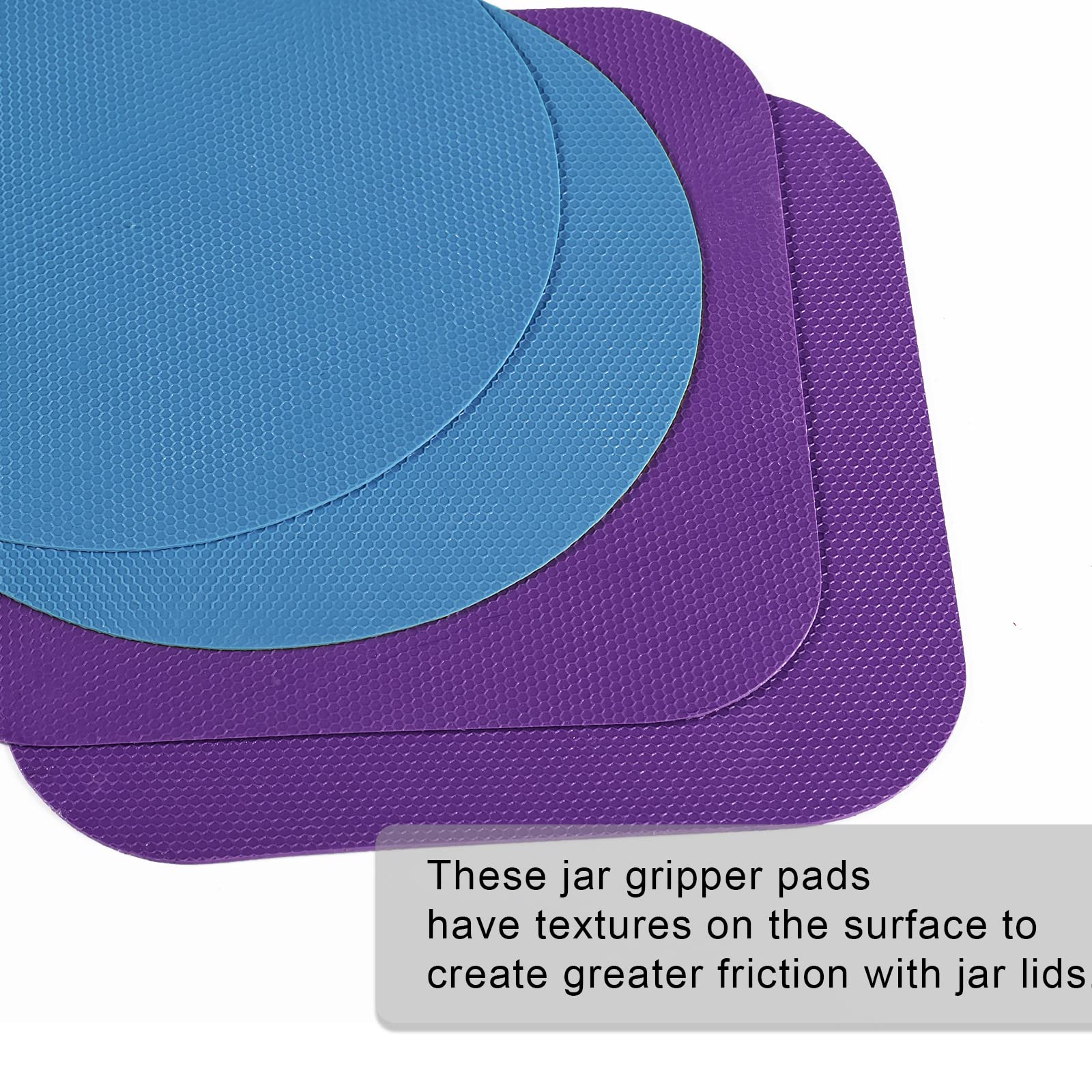 4pcs Jar Opener Gripper Pads, Rubber Jar Grippers Multi-function Jar Opener for Seniors with Weak Hands Kitchen Coasters (Blue, Purple)