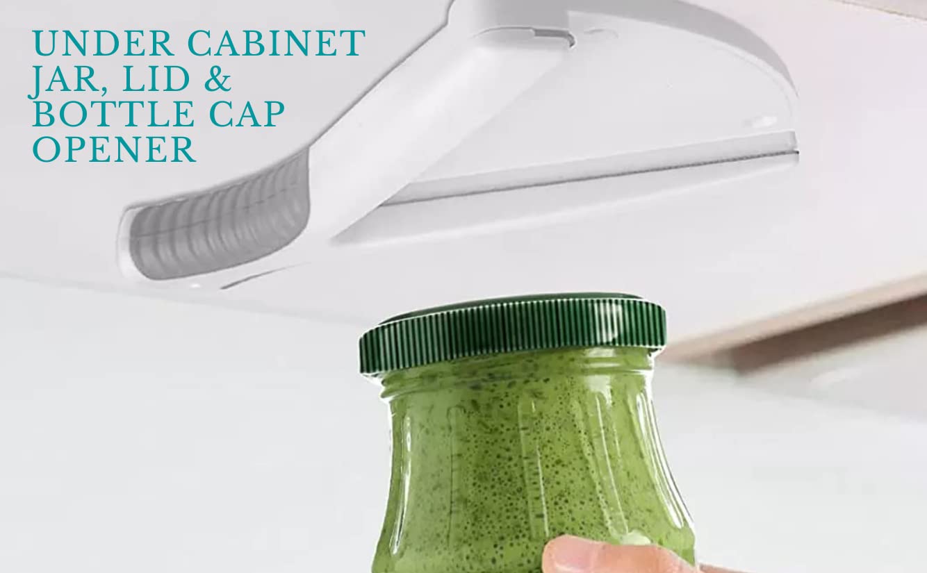 Jar Opener - Perfect Kitchen Gadget for Seniors and Those with Weak Hands or Arthritis - Under Cabinet Mountable with Adjustable Grips for All Jar and Bottle Sizes"