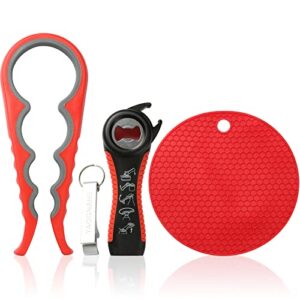 yaognahs jar opener multi function bottle opener kit can opener with non slip gripper pad