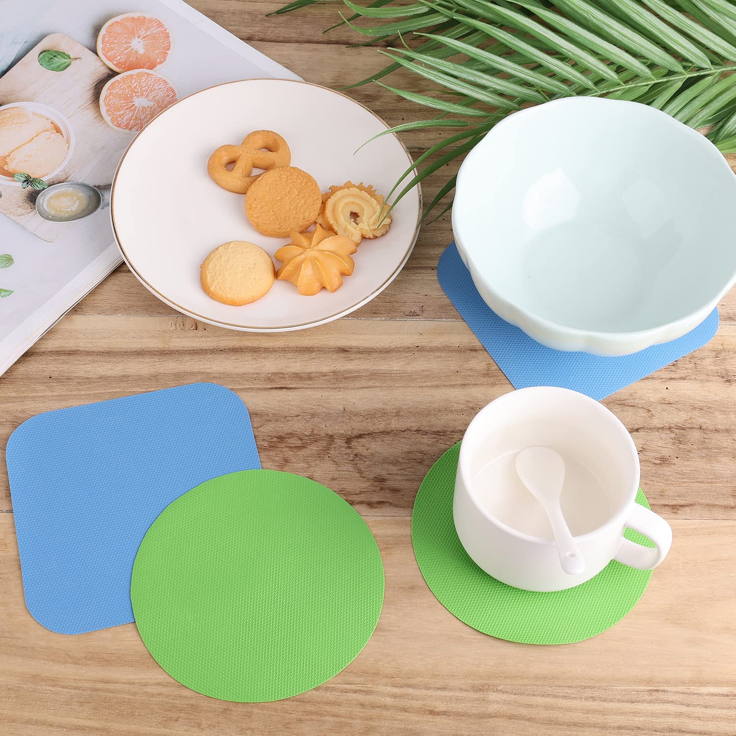 4pcs Jar Gripper Pads, Multifunctional Rubber Jar Gripper Pad Jar Opener Grippers Kitchen Coaster for Elderly Suffering from Arthritis Children Women Weak Hands (Blue; Green)