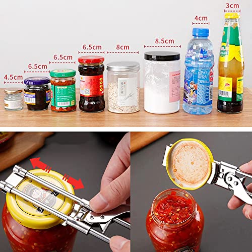 2 PCS Adjustable Multifunctional Stainless Steel Can Opener, Jar Opener for Weak Hands, Jar Gripper Tight Lid Opener, Adjustable Jar & Bottle Opener, Manual Jar Bottle Opener Kitchen Accessories