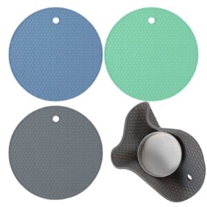 luter 3pcs silicone jar opener gripper pad, 18cm/7 inch jar gripper pad multi-purpose round honeycomb jar opener for weak hands seniors kids (green, blue, gray)