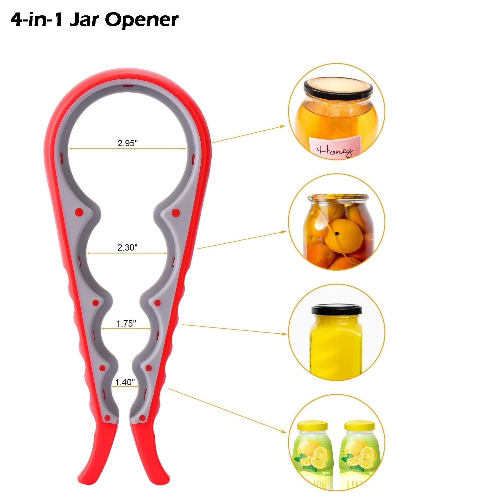 Manual Bottle Opener, Can Opener, Non Slip Jar Opener Gripper Pad 3 Piece Set,Jar Opener for Weak Hands is Definitely Essential Kitchen Tools for the Elderly/Women/Children.(Red)