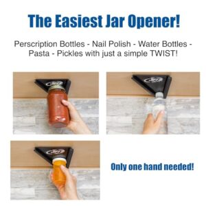 Jar Opener - Effortless Opener for Any Size Bottle or Jar –Mounts Under Cabinet with Industrial Adhesive - Zero Slip Blade Protector - Must Have for Seniors & Arthritis – Made In USA