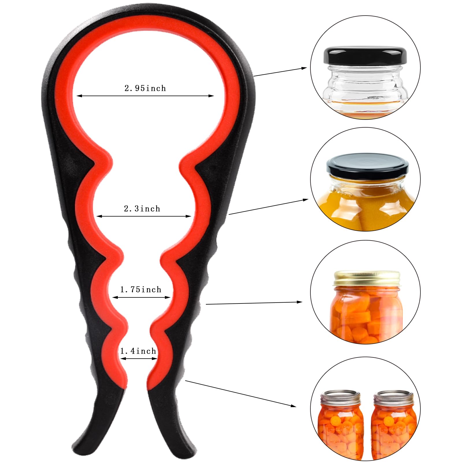 Jar Opener for Weak Hands - Jar Opener for Seniors with Arthritis, Rubber Grip Jar Opener 5 in 1 Bottle and Can Opener 4 in 1 Non Slip Jar Lid Opener Grip Pad