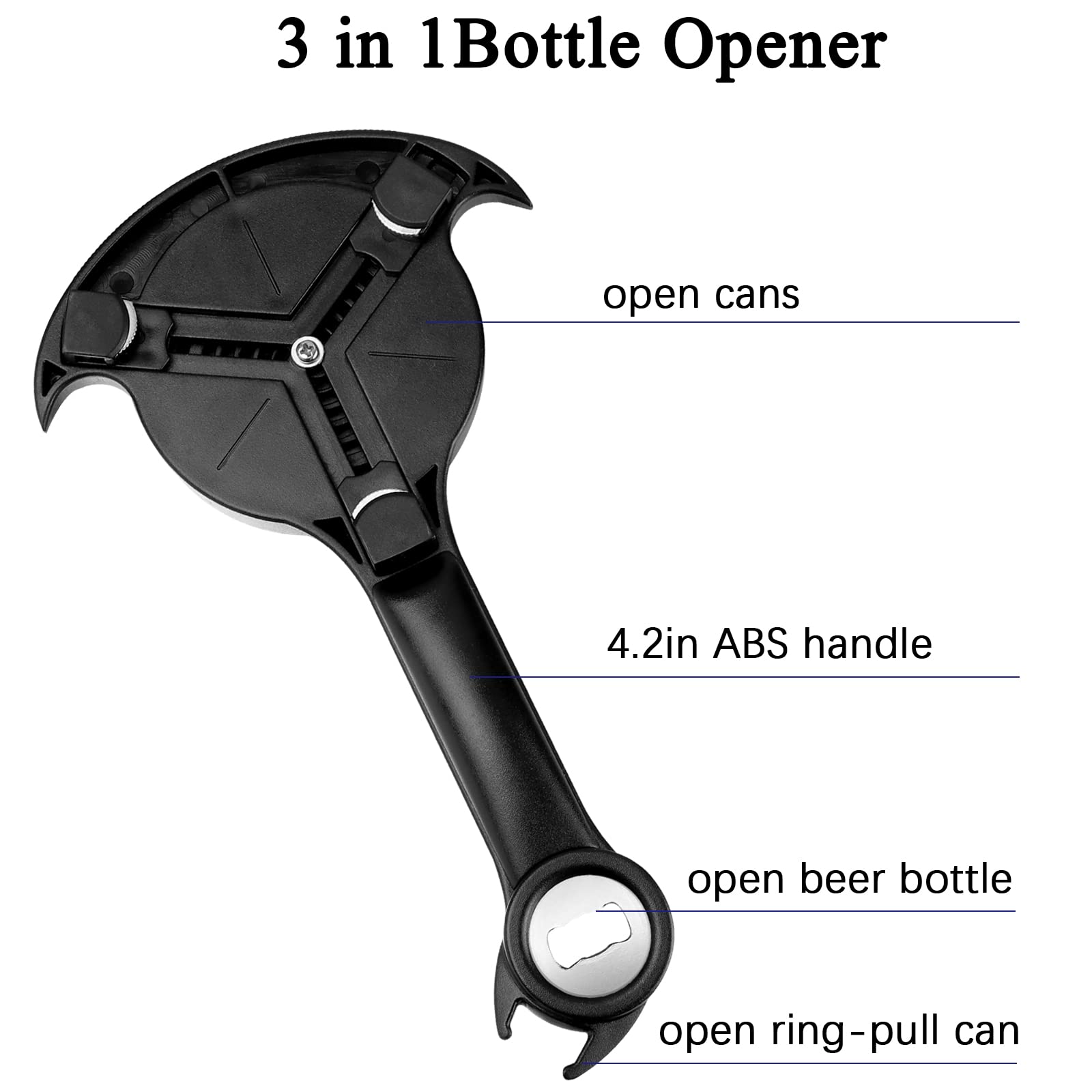 2023 Jar Opener for Seniorsor Arthritis Weak Hands, Effortless Jar Lid Opener for Kitchen, 3-in-1 Multifunctional Bottle Opener Opens Pop-Top Cans Beer Bottles Soda Cans