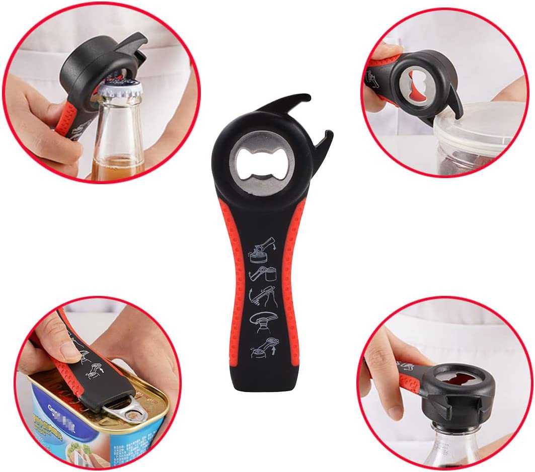 4-in-1 Can Opener & Jar Opener Tool - Perfect for Seniors with Arthritis, Arthritic Hands - Durable Kitchen Tools, Ideal Gift for Elderly Women - Bottle & Lid Opener, Hinged Gripper for Opening Jars