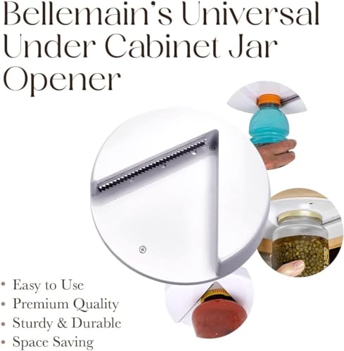 Bellemain Under Cabinet Jar Opener, 2-Pack, Premium Lid Gripper and Opener for Jars & Bottles, Ideal for Weak Grip & Seniors, EZ Install & EZ Off