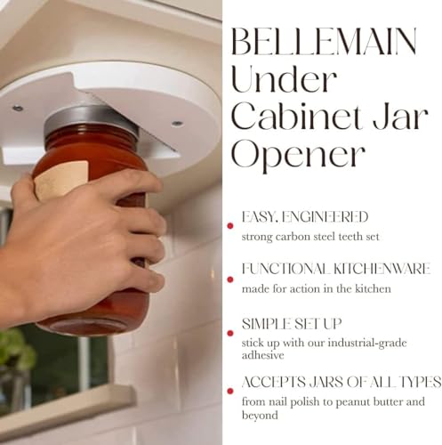 Bellemain Under Cabinet Jar Opener, 2-Pack, Premium Lid Gripper and Opener for Jars & Bottles, Ideal for Weak Grip & Seniors, EZ Install & EZ Off