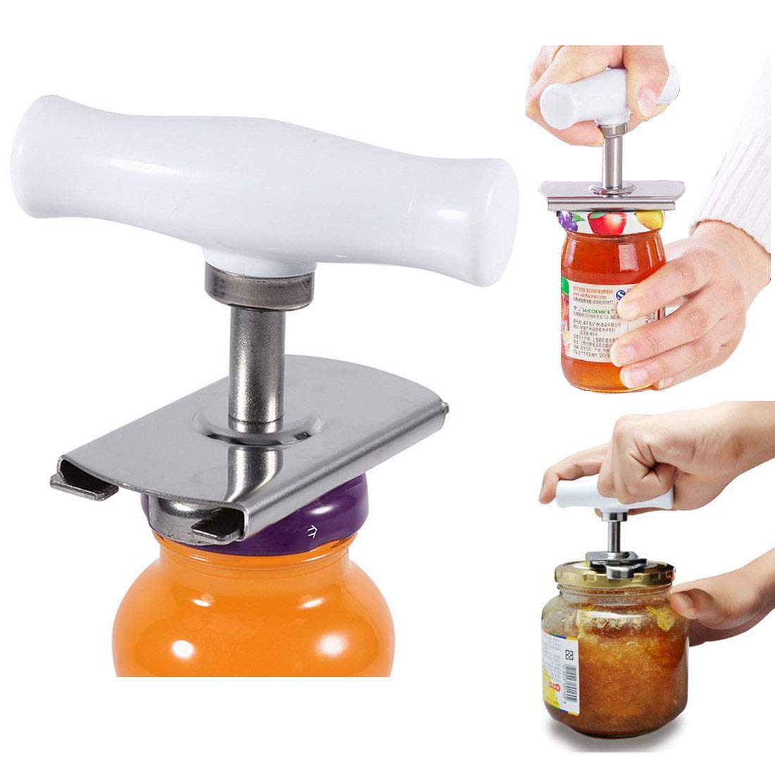 Jar Opener Multifunction Adjustable for 1-4 inches Bottle Can, Stainless Steel Lids Off Jar Opener. Fit Seniors, Arthritis, Women, Chilren, Weak Hands