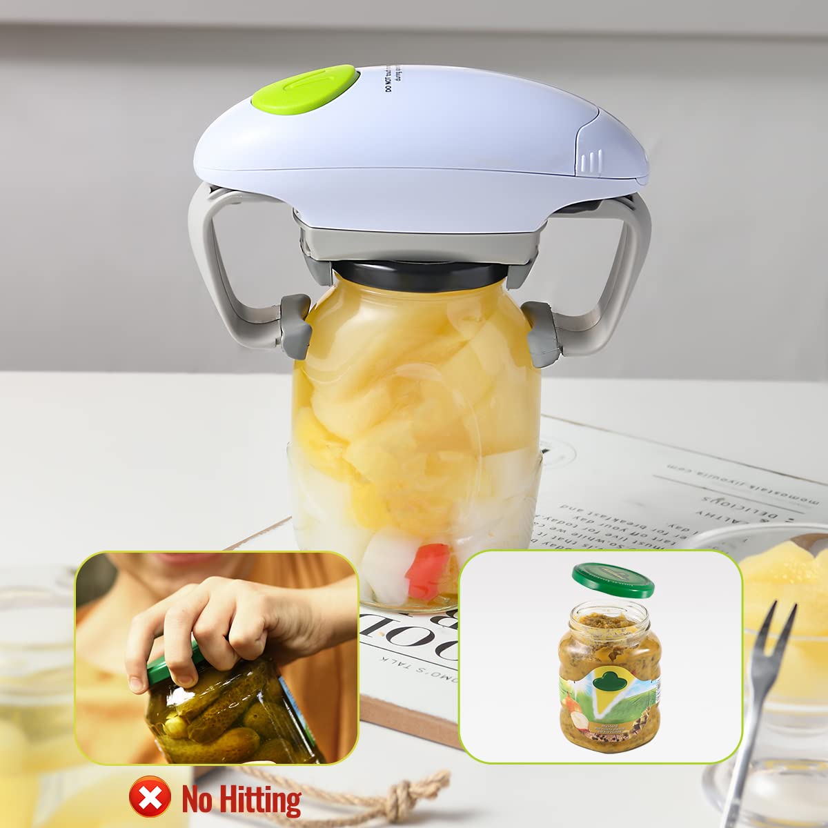 Wingosoph Electric Jar Opener, Kitchen Gadget Automatic Jar Opener with Less Effort for Woman Seniors with Arthritis, Weak Hands