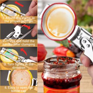 2 PCS Can Opener, Adjustable Multifunctional Stainless Steel Can Opener, Stainless Steel Can Opener Bottle Jar Lid Gripper Kitchen Tool, Manual Jar Jar Opener Gripper Jar Opener for Can, Jar, Bottle