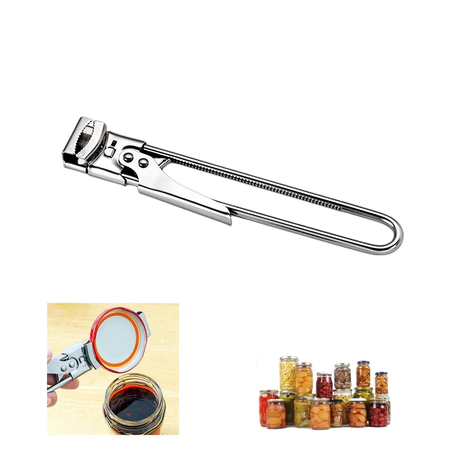 2023 New Jar Opener for Weak Hands, Adjustable Stainless Steel Can Opener, Jar Gripper Tight Lid Opener, Kitchen Gadgets, Easy Jar Opener for the Elderly and Children (A1-1PCS-Standard Model)