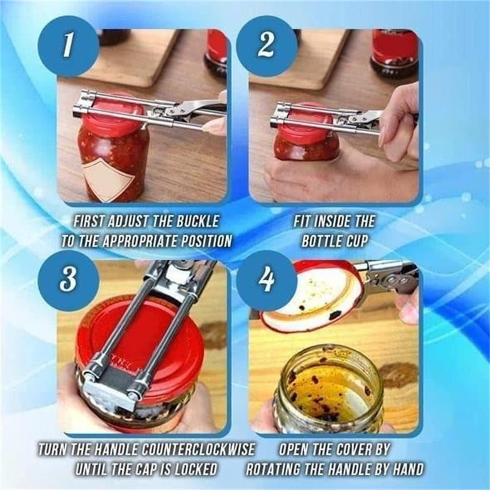 2023 New Jar Opener for Weak Hands, Adjustable Stainless Steel Can Opener, Jar Gripper Tight Lid Opener, Kitchen Gadgets, Easy Jar Opener for the Elderly and Children (A1-1PCS-Standard Model)